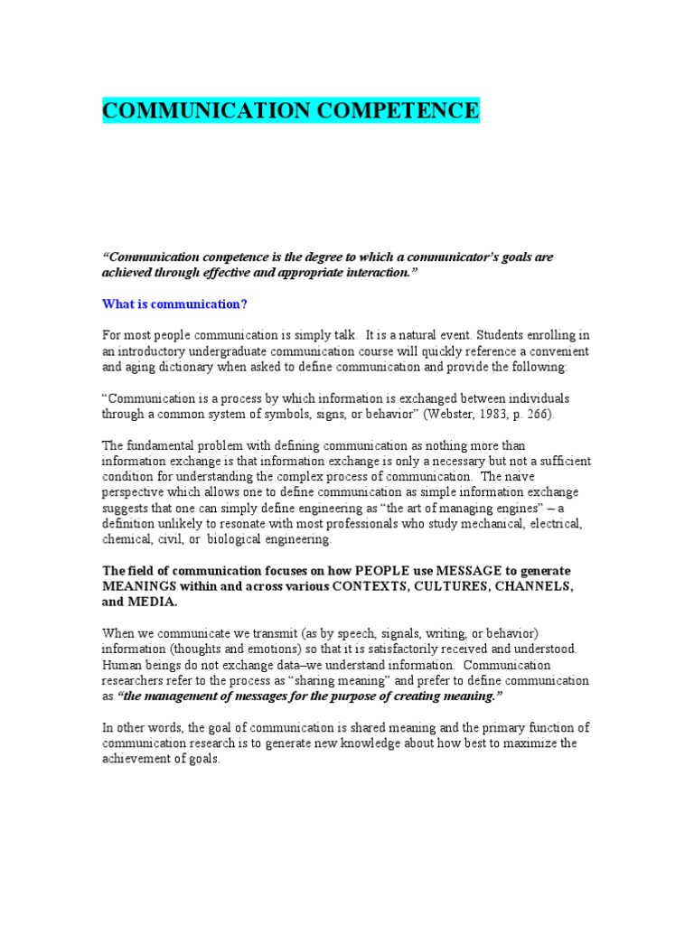 Communication Competence Notes | PDF | Competence (Human Resources ...