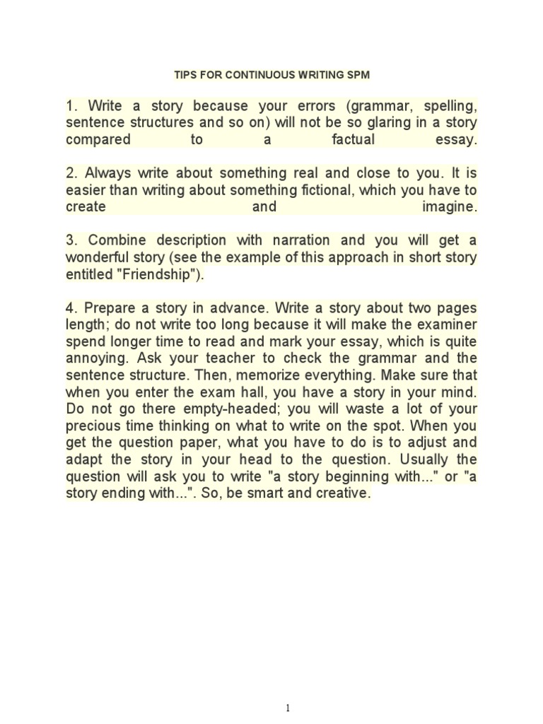 SPM Story Writing Tips and Examples | PDF | Test (Assessment)
