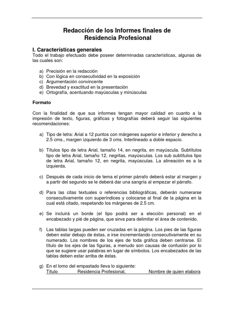 Guía de informe final de residencia | Texto | Escritura