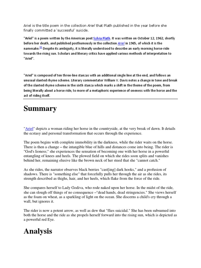 Ariel by Sylvia Plath | Sylvia Plath | Poetry | Free 30-day Trial | Scribd
