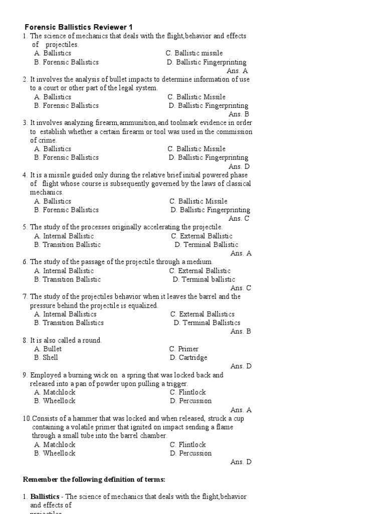 Forensic Ballistics Reviewer | Download Free PDF | Ballistics | Firearms