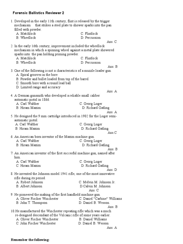 Forensic Ballistics Reviewer 2 | PDF | Rifle | Machine Gun