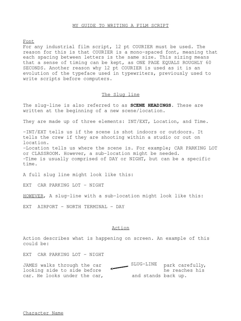 Film Script Format Guide | PDF | Screenplay | Text