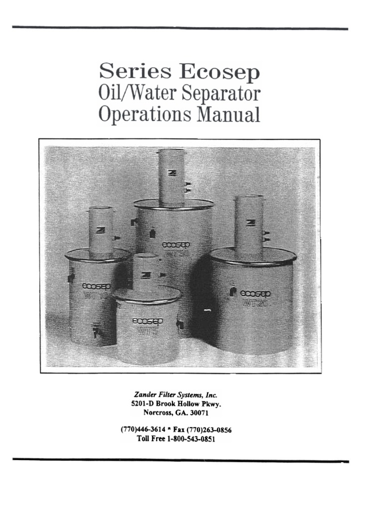 Zander OWS EcoSep WT-5-10-20-30 Manual | PDF | Filtration | Chemical Engineering