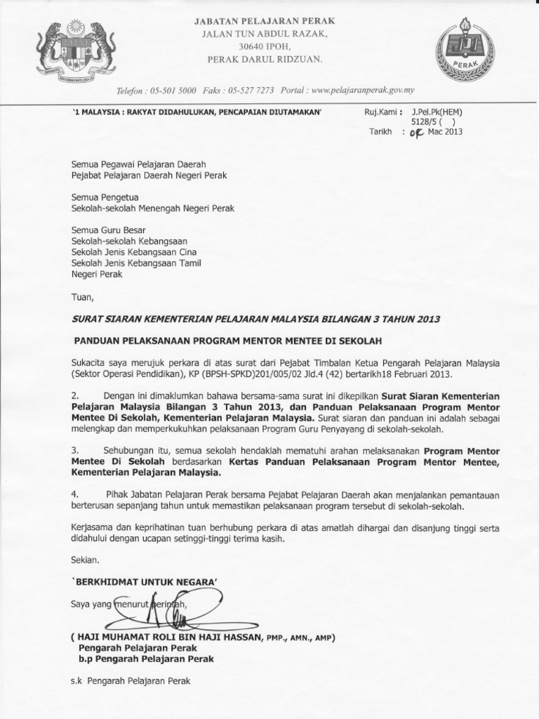 Surat Dan Panduan Pelaksanaan Mentor Mentee | PDF