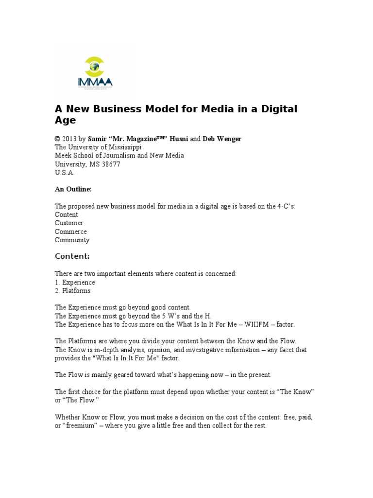 A New Business Model For Media in A Digital Age | PDF | Advertising ...
