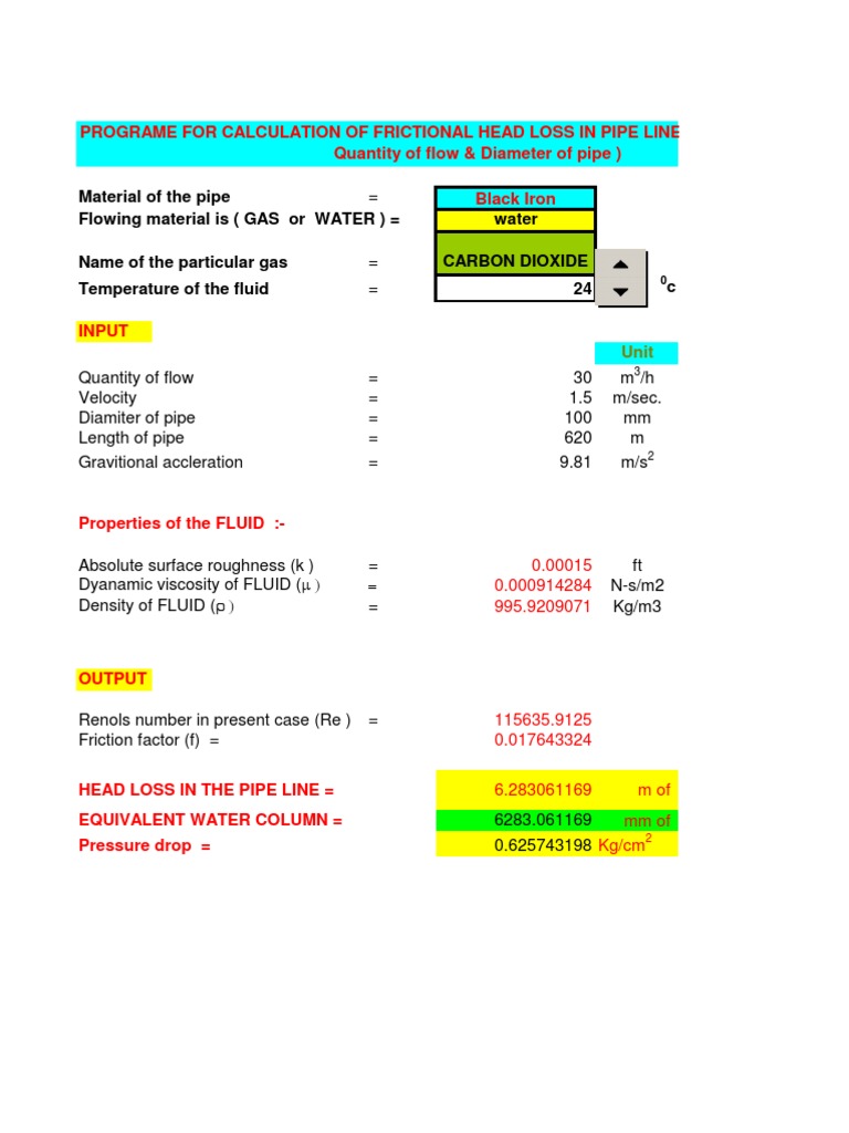Friction Loss in Pipe Line | PDF