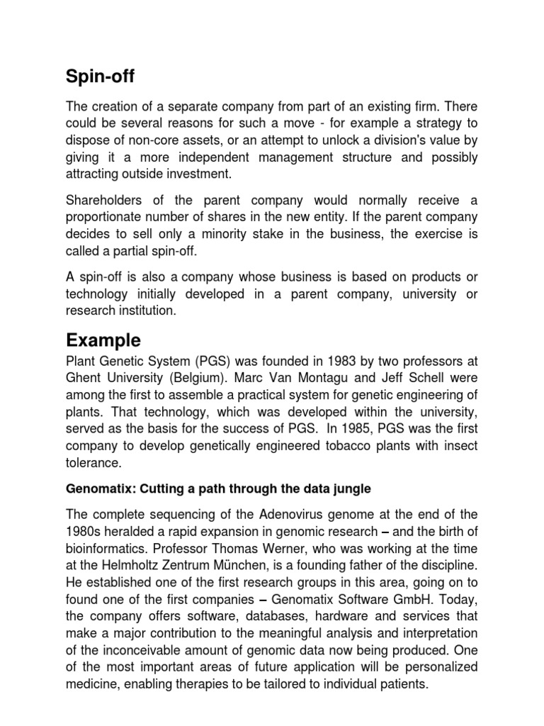 Spin-Offs and Split-Offs Explained | PDF | Stocks | Financial Economics