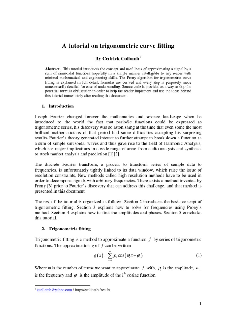 Collomb-Tutorial On Trigonometric Curve Fitting | PDF | Fourier Analysis | Least Squares