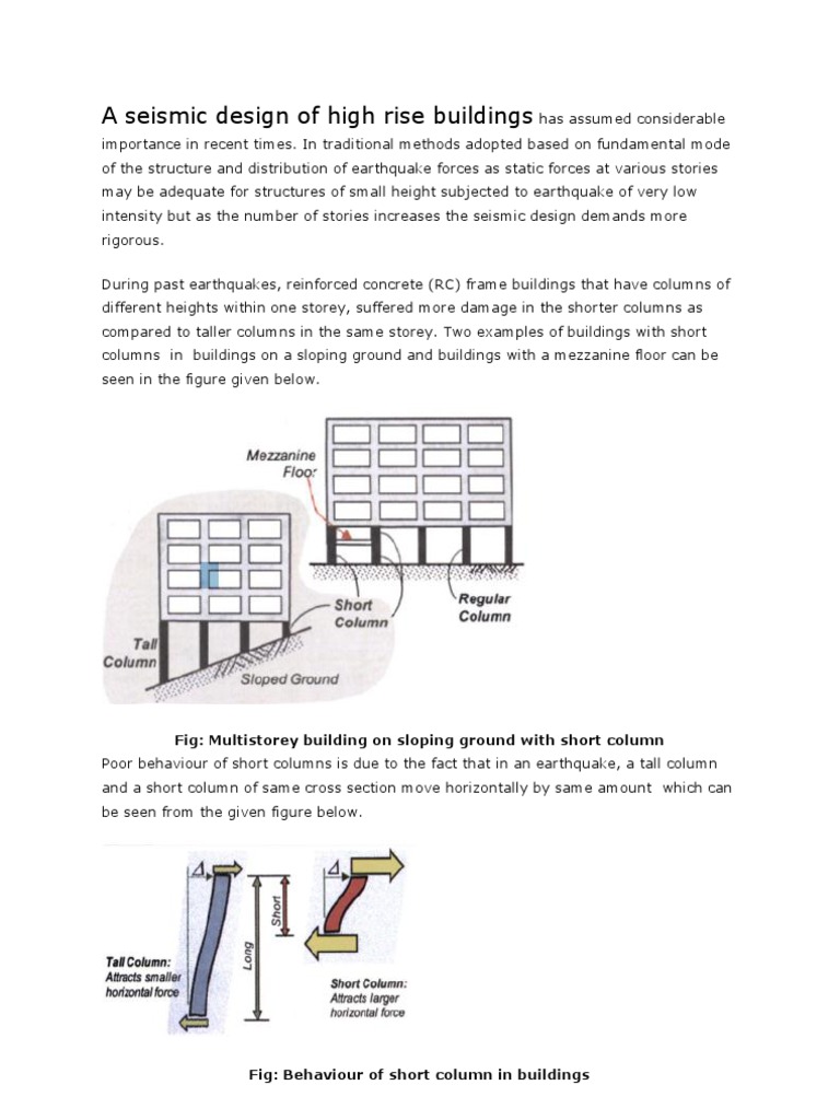 A Seismic Design of High Rise Buildings | PDF | Column | Earthquakes