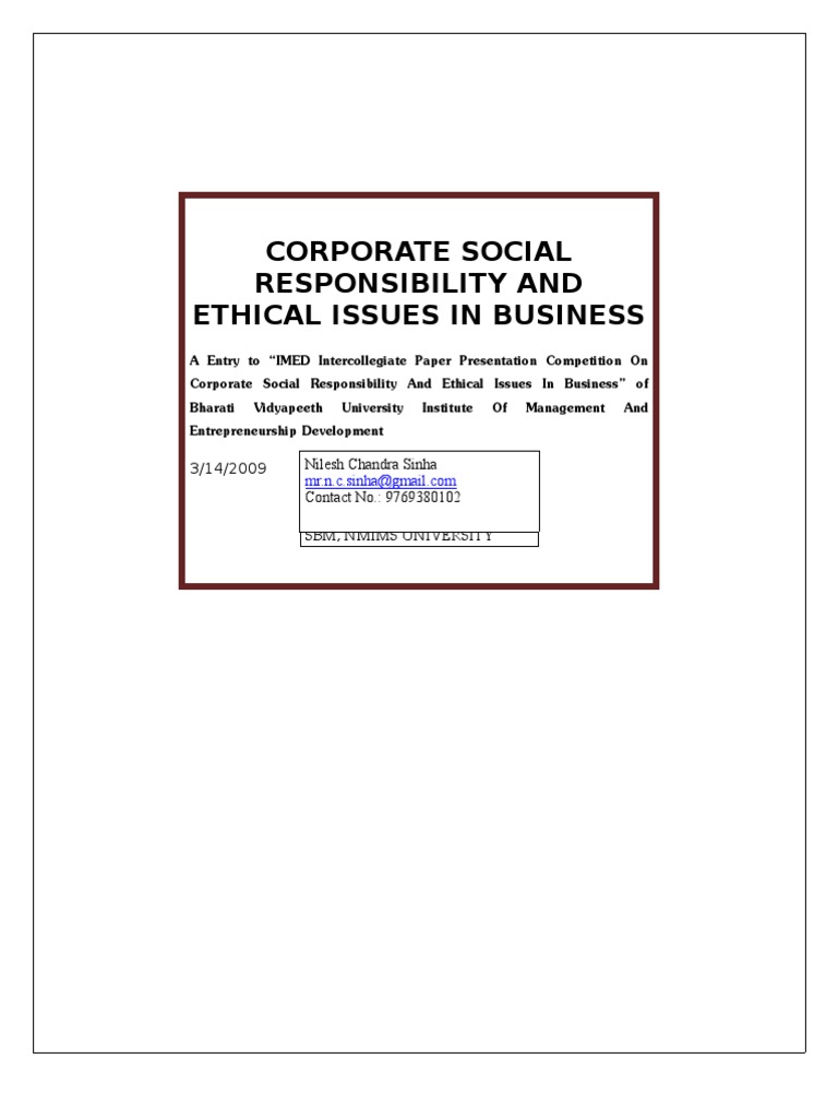 CSR ðical Issues in Business | PDF | Business Ethics | Corporate Social ...
