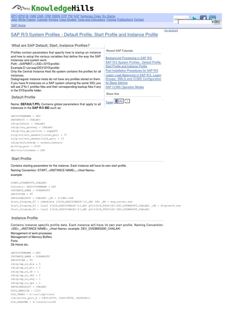 Sap System Profiles | PDF | Parameter (Computer Programming) | Computer File