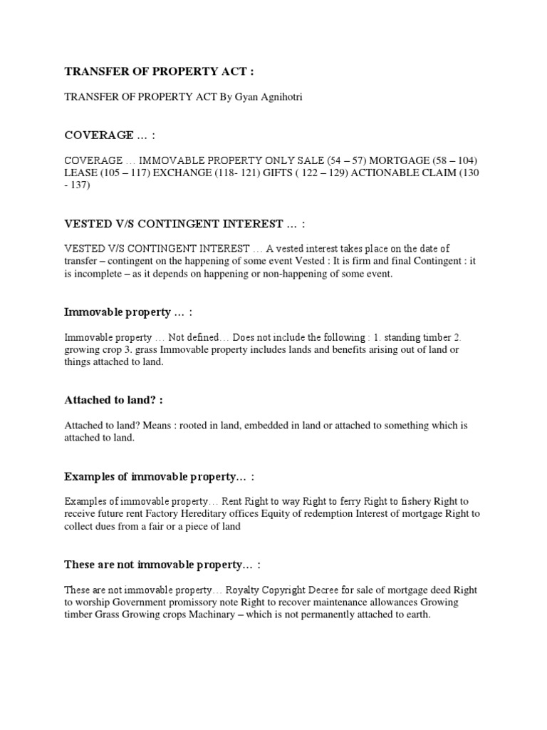 Transfer of Property | PDF | Mortgage Law | Lease