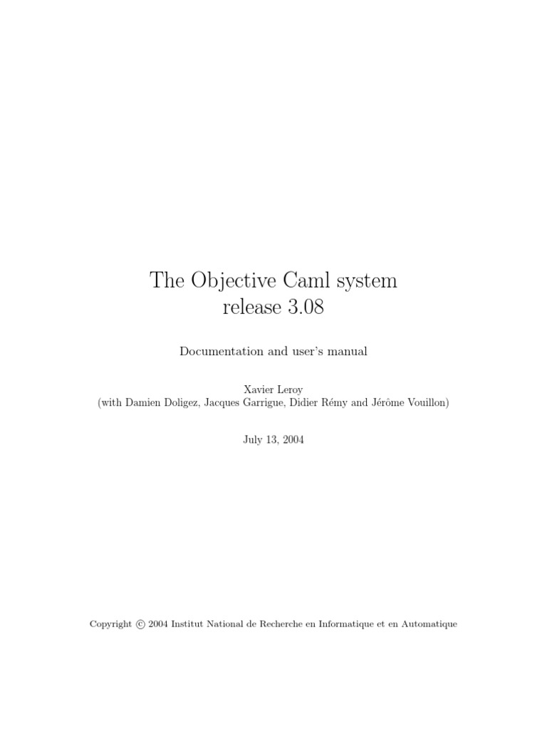 Ocaml 3.08 Refman | PDF | Parsing | Data Type