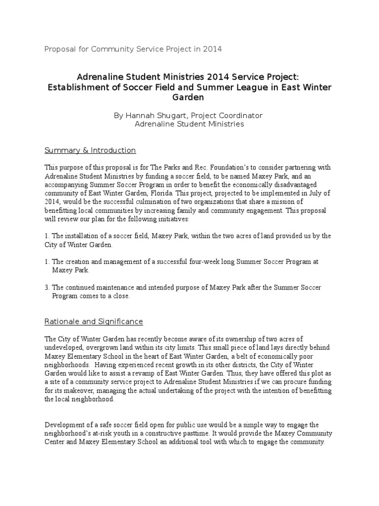 Grant Proposal: Youth-Oriented Community Service Project | PDF