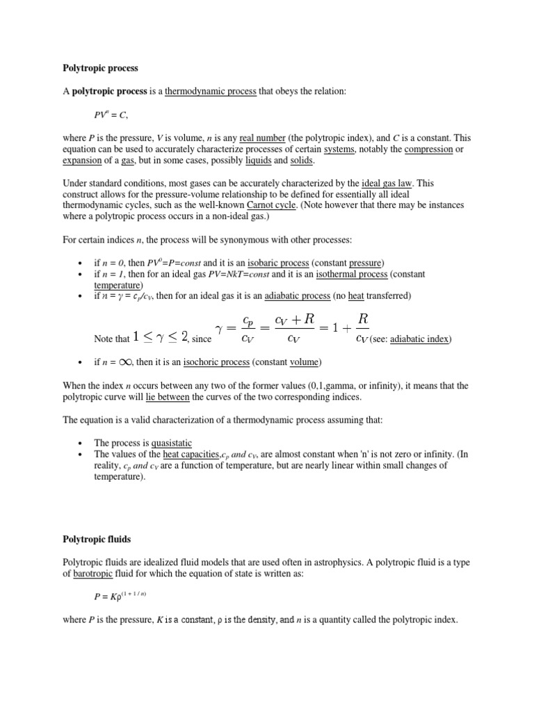 Polytropic Process | Gases | Systems Theory