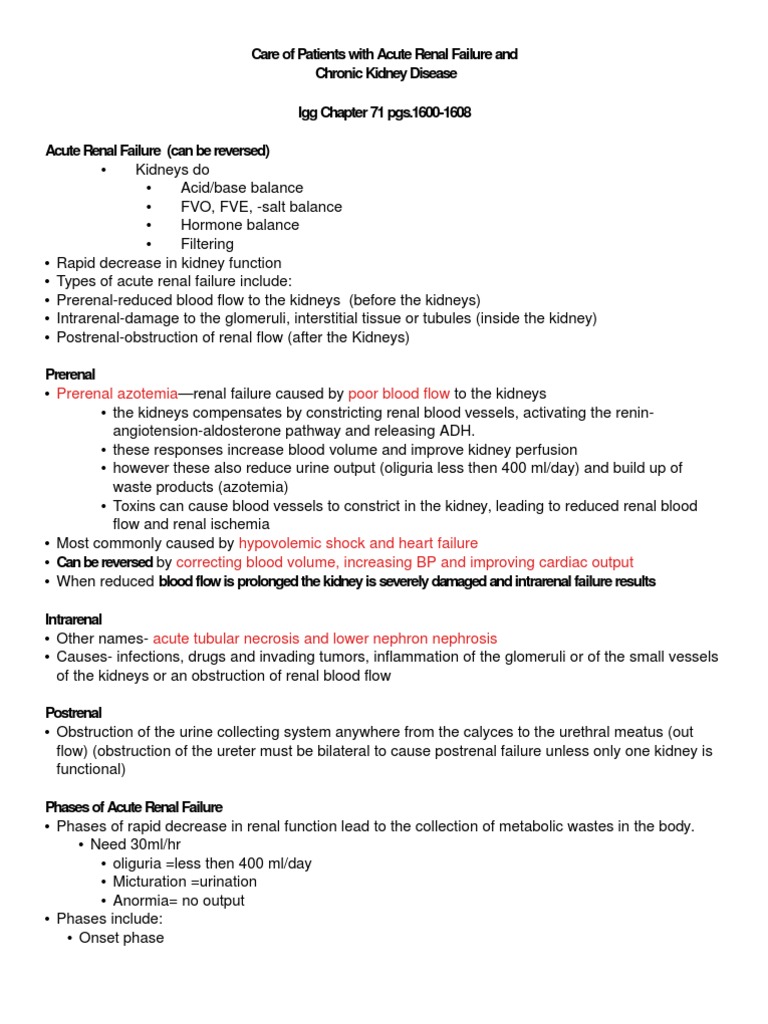 Renal Notes | PDF | Dialysis | Chronic Kidney Disease