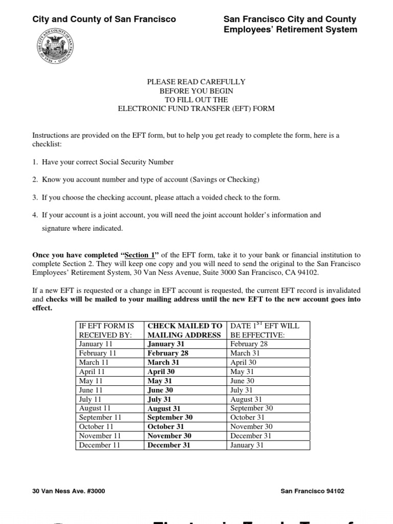 EFT Form Instructions for Employees | PDF