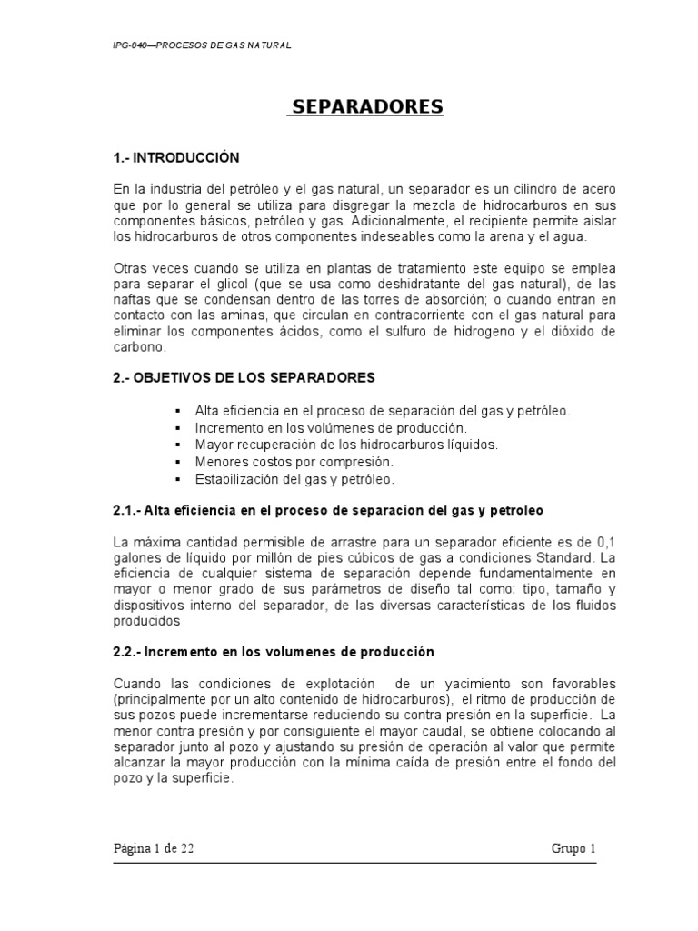 Separadores Final | PDF | Gases | Líquidos