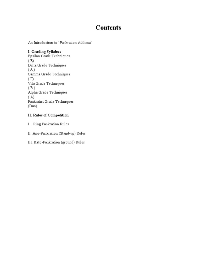 Pankration Athlima: Techniques & Rules | PDF | Combat Sports ...