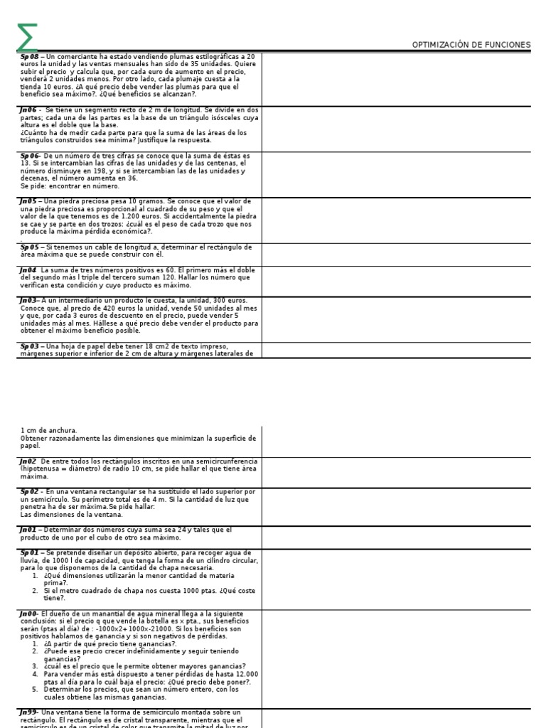 Optimizacion de Funciones | PDF | Triángulo | Precios