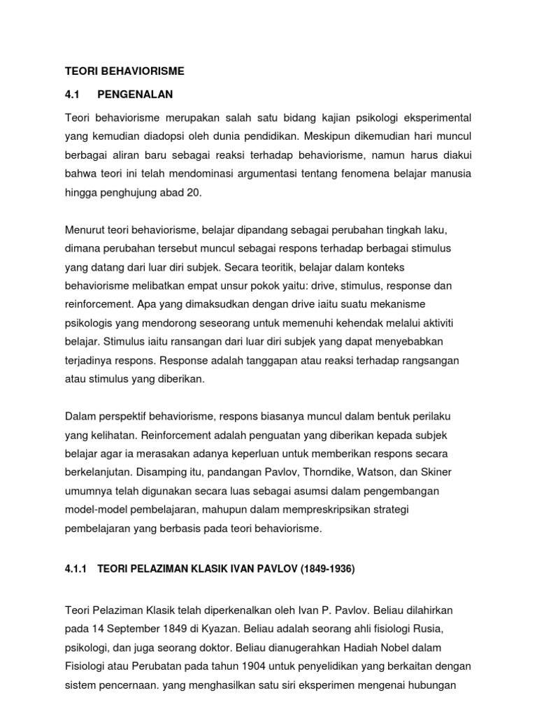 Teori Behaviorisme | PDF | Kesehatan Holistik | Sains & Matematika