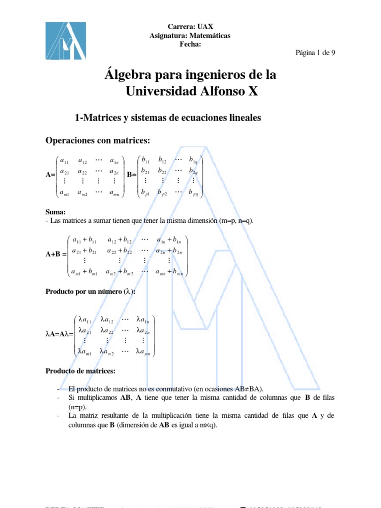Ici Matrices Formulario | PDF