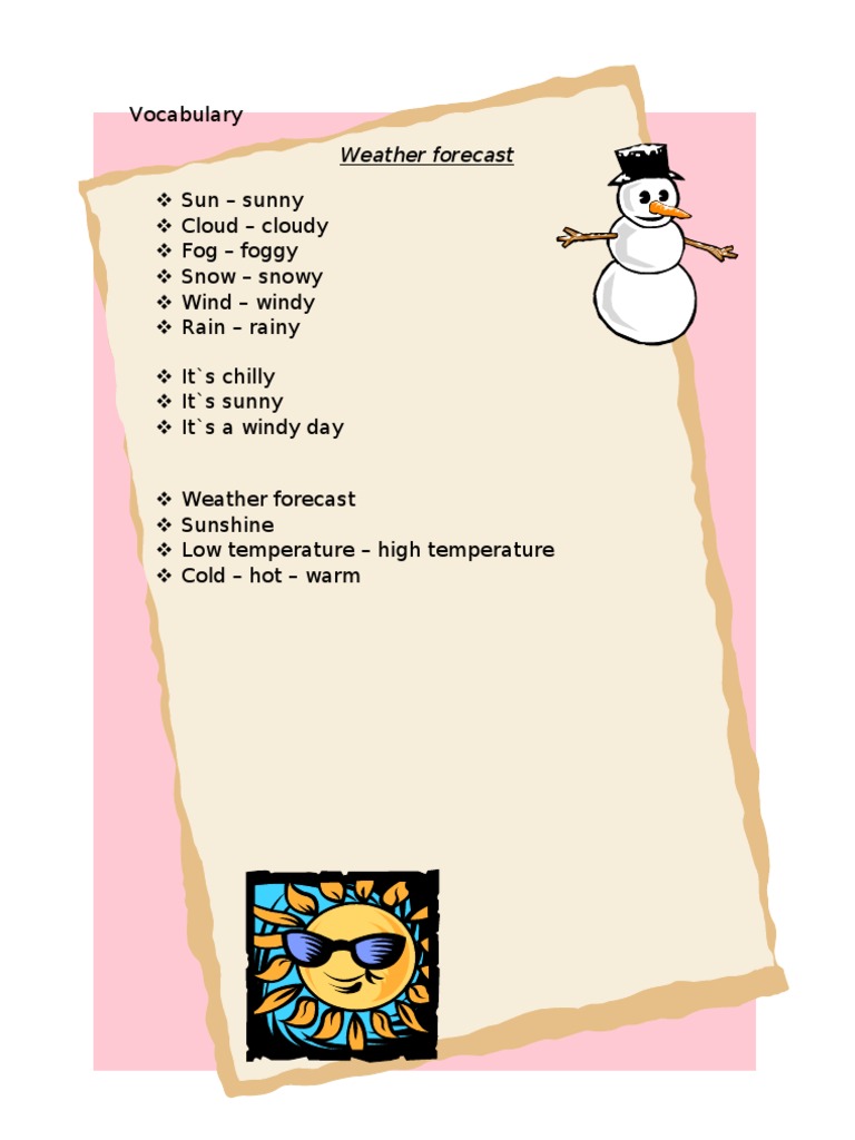 Weather Vocabulary Basics | PDF