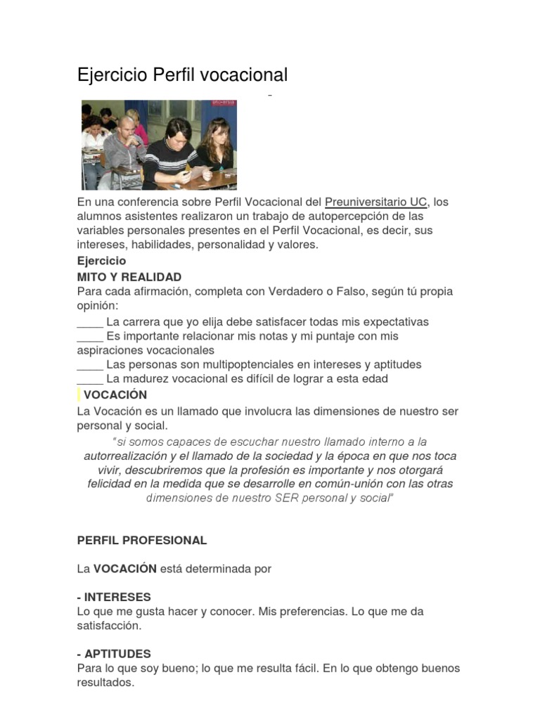 Ejercicio Perfil vocacional
