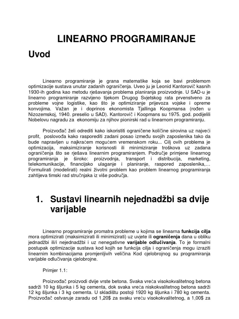 Daniela Petkovicek - Linearno Programiranje | PDF