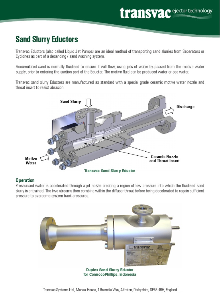 8d Ejectors For Sand Transfer | PDF | Gas Technologies | Chemical ...