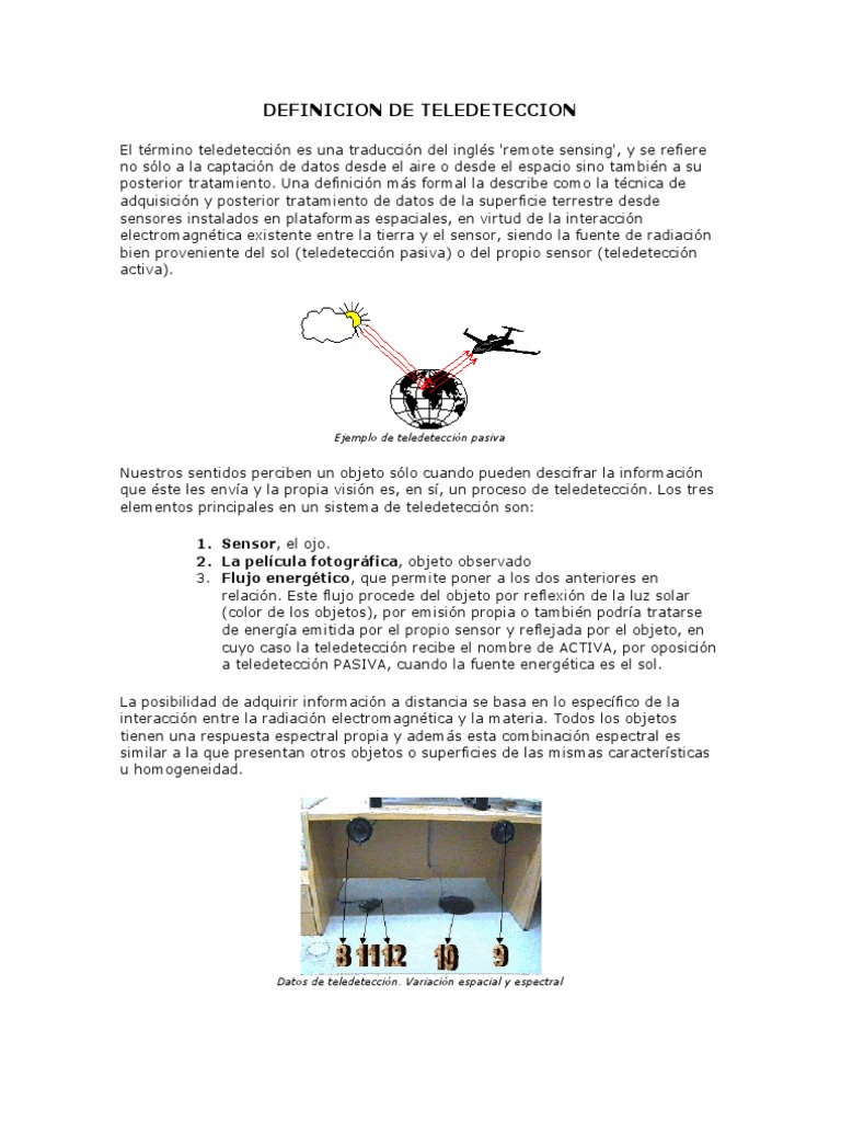 Teledetección: Definición y Aplicaciones | PDF | Sensores remotos | Ligero