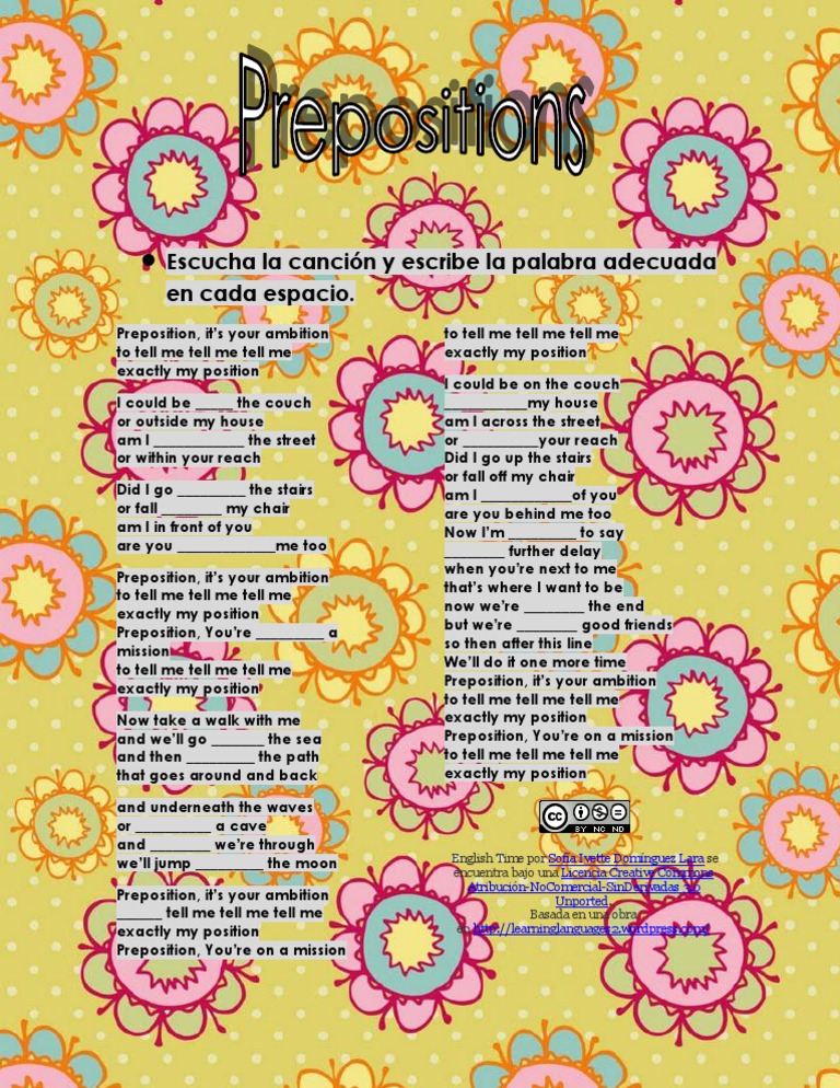 Prepositions Canción | PDF | Poetry