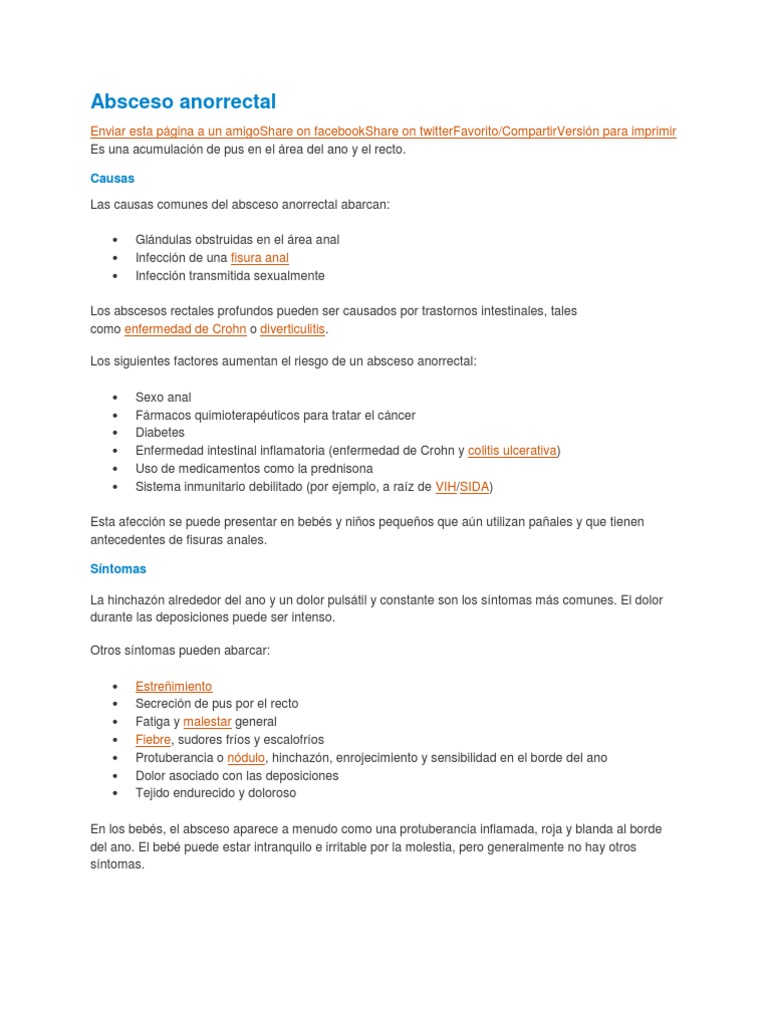 Absceso Anorrectal | PDF | Enfermedad de Crohn | Sexo anal