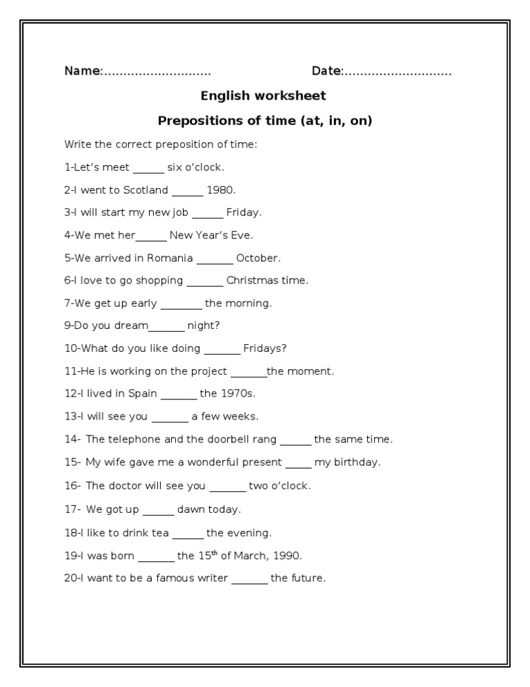 Islcollective Prepositions of Time Worksheet Esl 51874cced90c70d935 ...