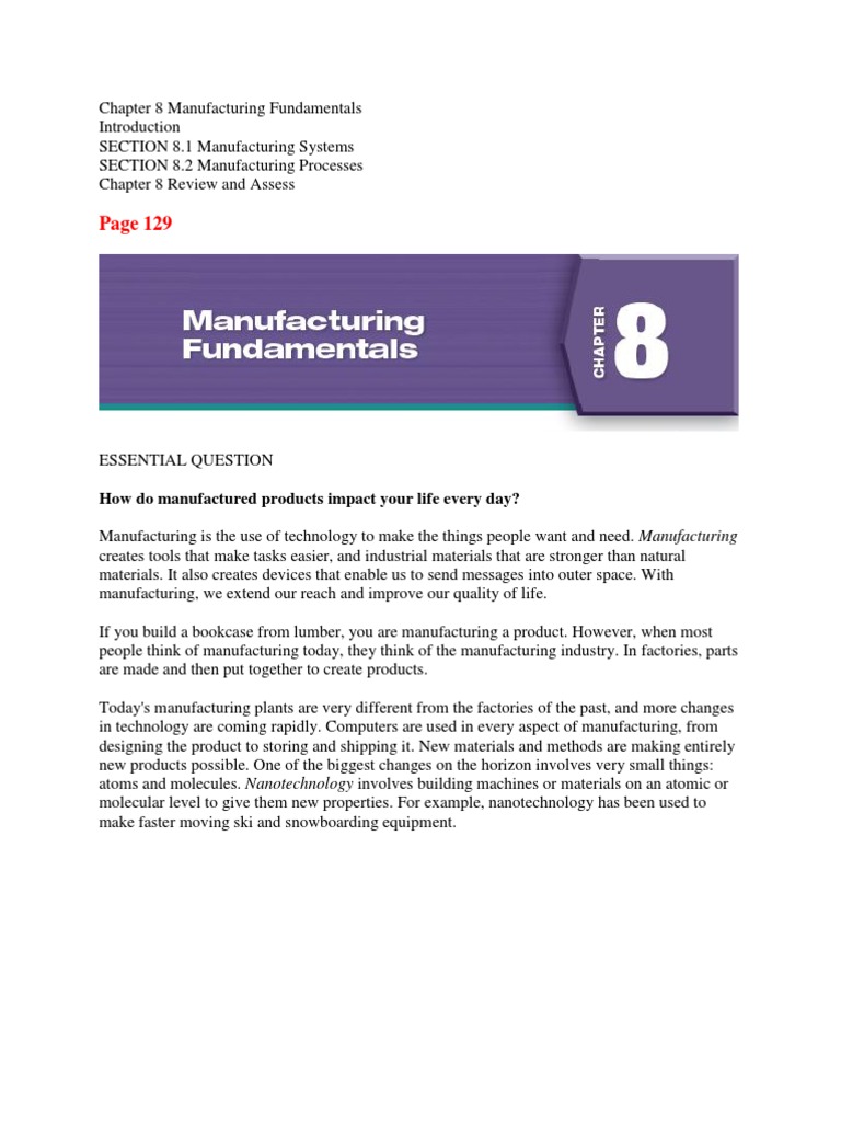 Chapter 8 Manufacturing Fundamentals p129 - 143 | PDF | Composite ...