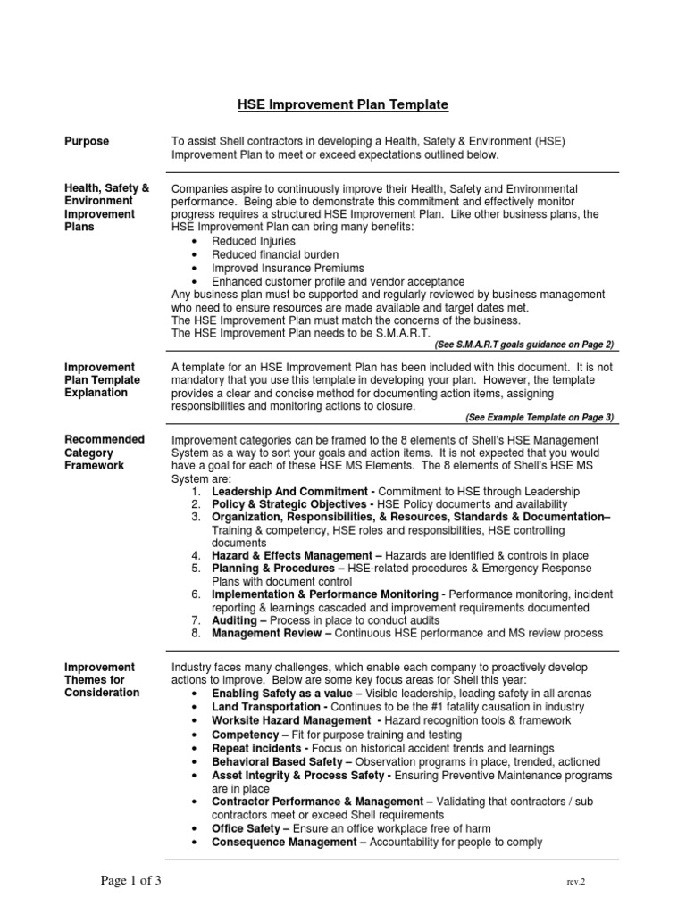 Hse Plan | PDF | Goal | Safety