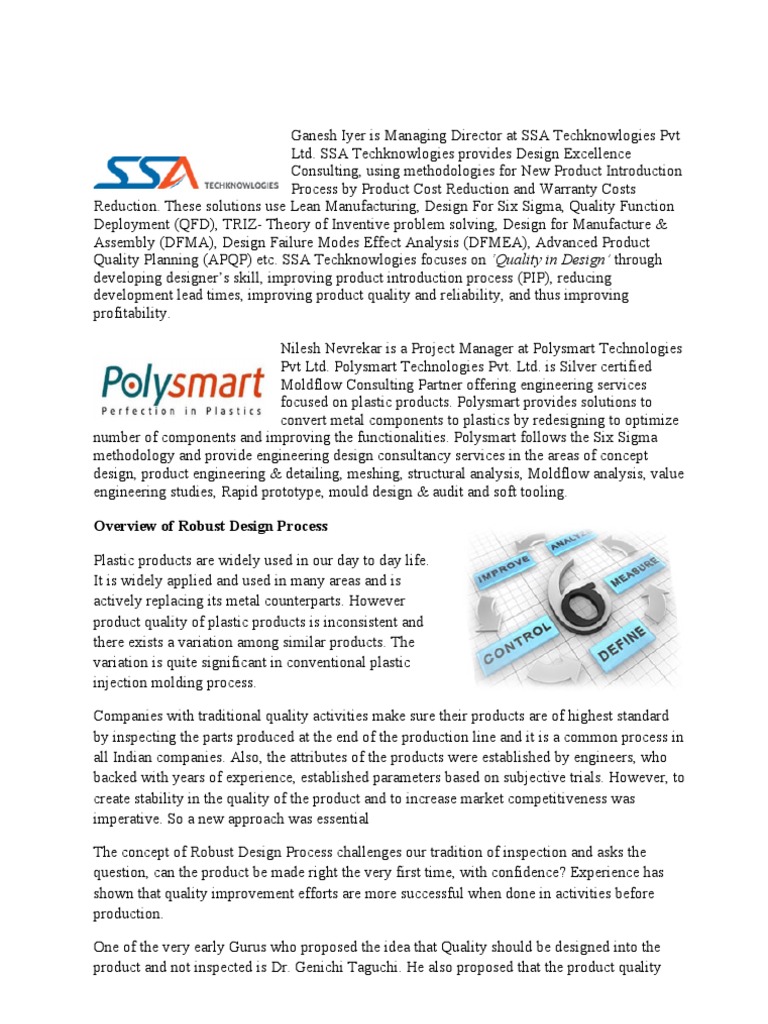 Robust Design of Plastic Products | PDF | Design For Six Sigma | Lean ...