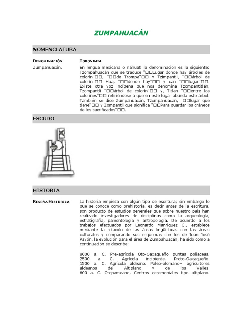 Historia y significado de Zumpahuacán | PDF | azteca | Naturaleza