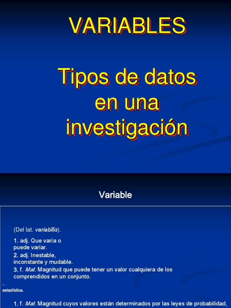 Tipos de Variables de Investigacion | PDF | Estadísticas | Función continua
