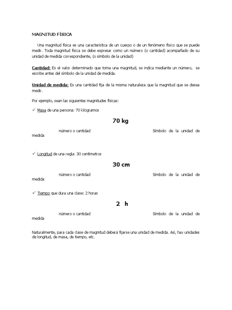 Definición de Magnitudes Físicas | PDF | Unidades de medida | Cantidad