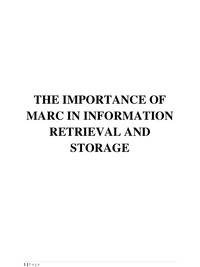 The Importance of Marc in Information Retrieval and Storage | PDF ...