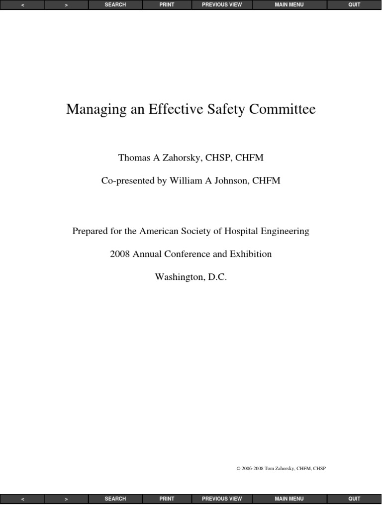 Running Eff Fective Safety Committee | PDF