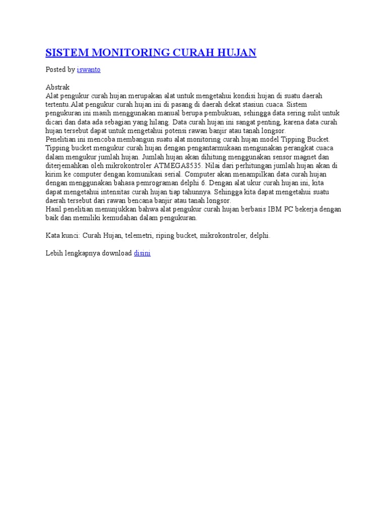 Sistem Monitoring Curah Hujan | PDF