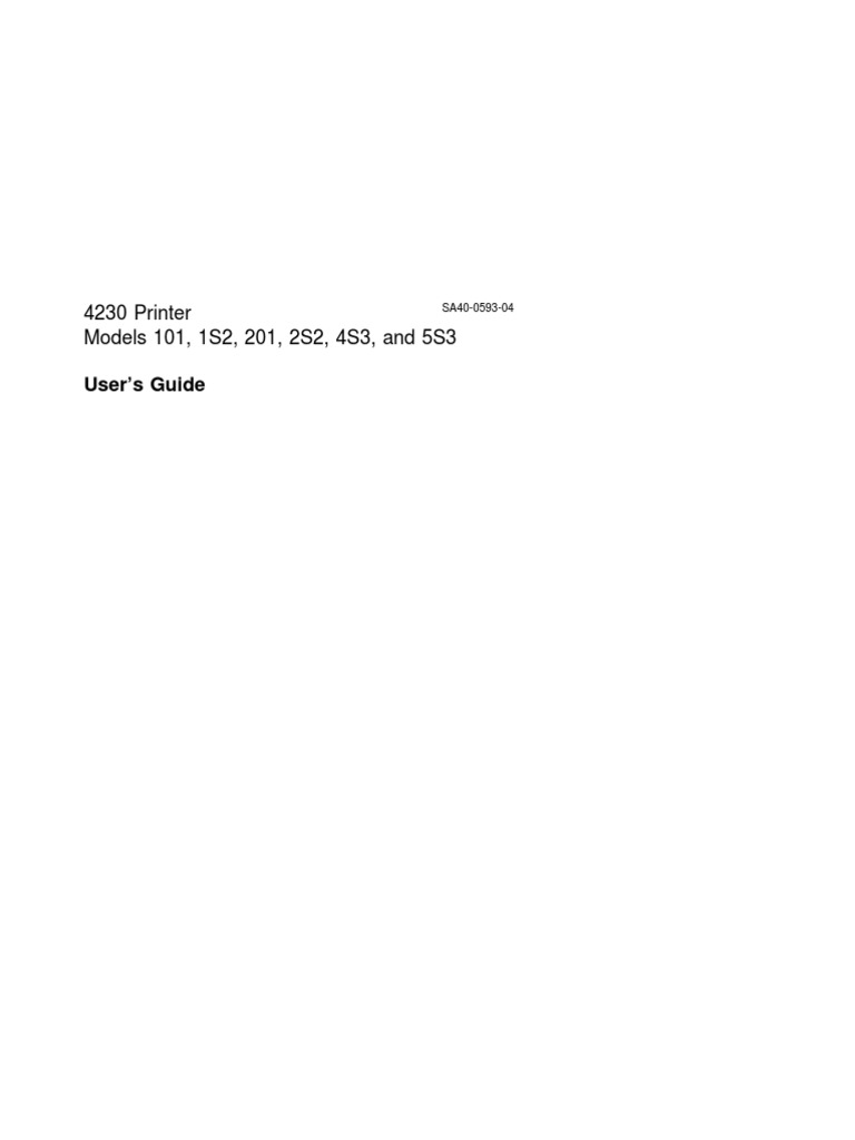4230 Printer Models 101, 1S2, 201, 2S2, 4S3, and 5S3 | PDF | Printer (Computing ...