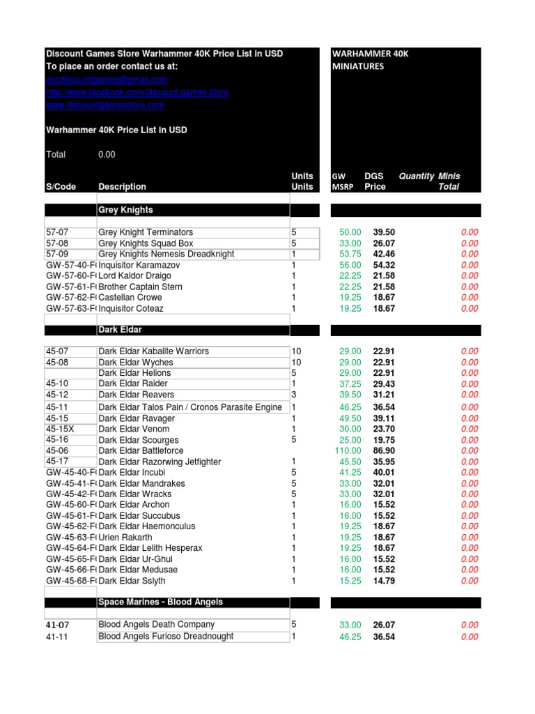 Warhammer 40k Prices April 2013 | PDF | Fictional Organizations ...