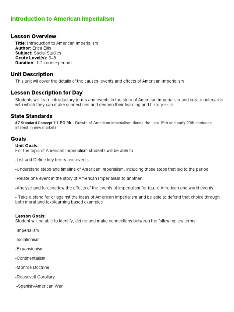 Middle School American Imperialism | PDF | Imperialism | Educational ...