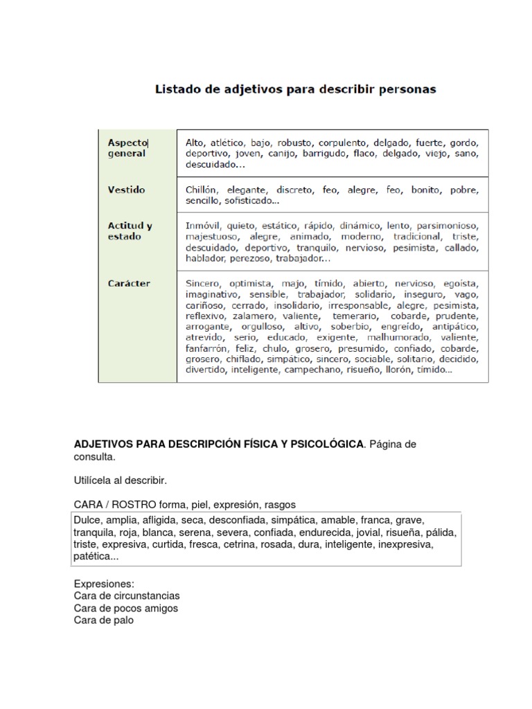Adjetivos para Descripcion | PDF