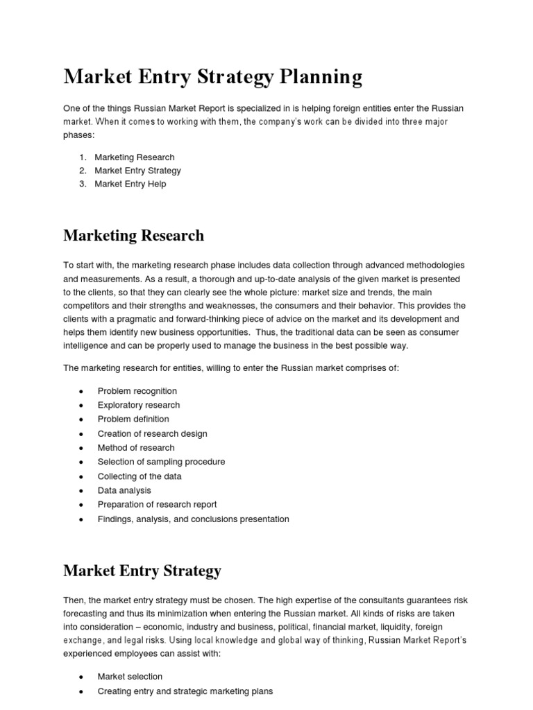 Market Entry Strategy Planning: Marketing Research | PDF | Marketing ...