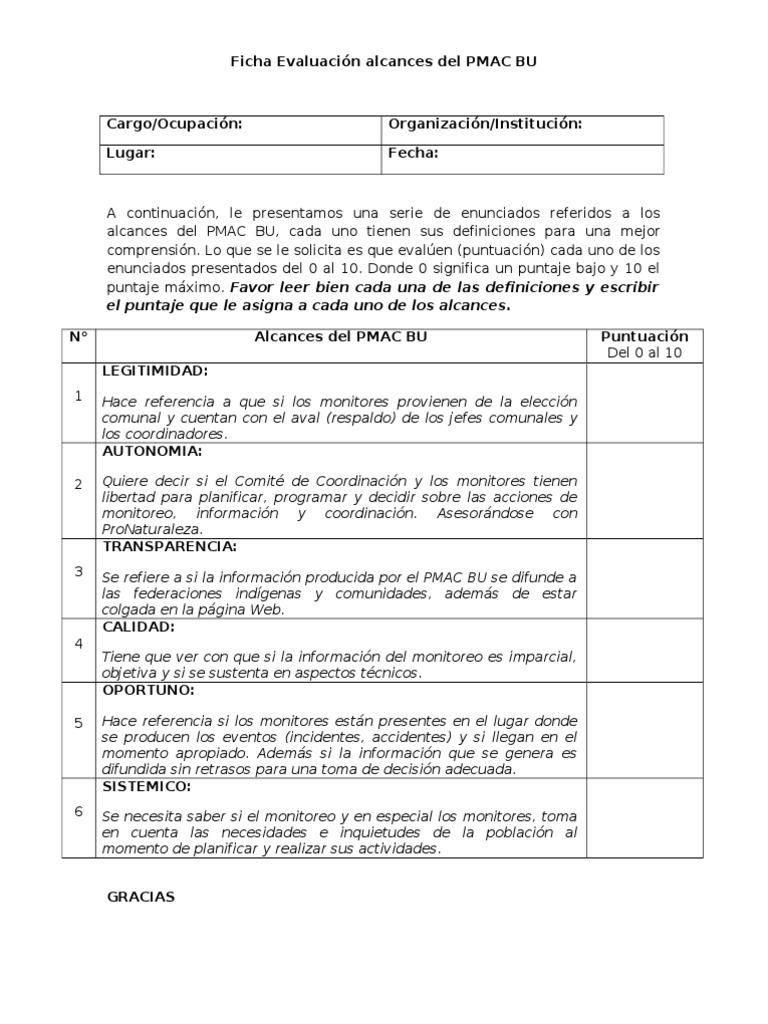 Evaluación de Alcances del PMAC BU | PDF | Telaraña | Información